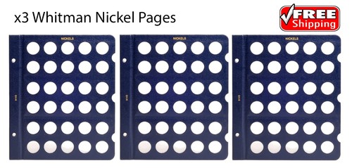 3 Whitman Pages For US Nickel Coin Collection Albums 30 Holes Each Long ...
