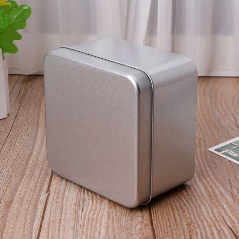 9x9cm Small Metal Tin Silver Storage Box for Case For Money Coin Candy ...