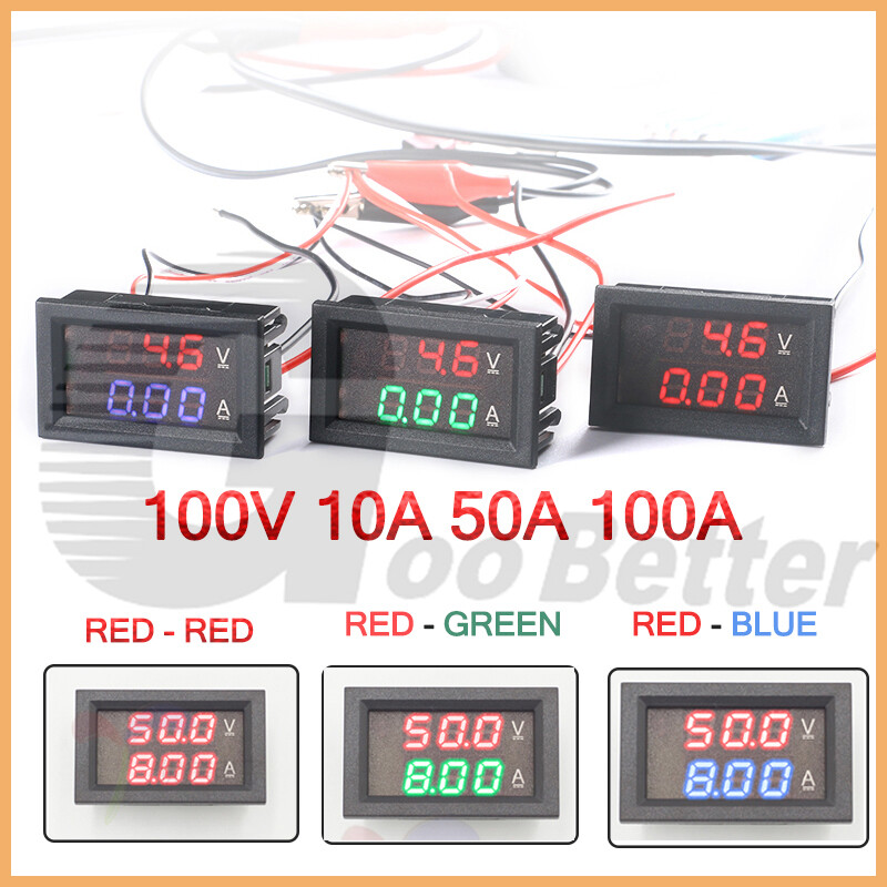 5-Wire DC Voltmeter Ammeter Panel Mount Amp Meter Red-Green Red-Blue ...