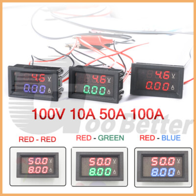 5-Wire DC Voltmeter Ammeter Panel Mount Amp Meter Red-Green Red-Blue ...