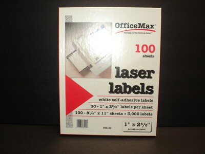 NEW Old Stock OfficeMax Laser Labels 100 Sheets with 30 Labels Per ...