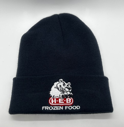 HEB Frozen Foods Polar Bear Beanie Cap Hat Adult OSFM Black 100% ...