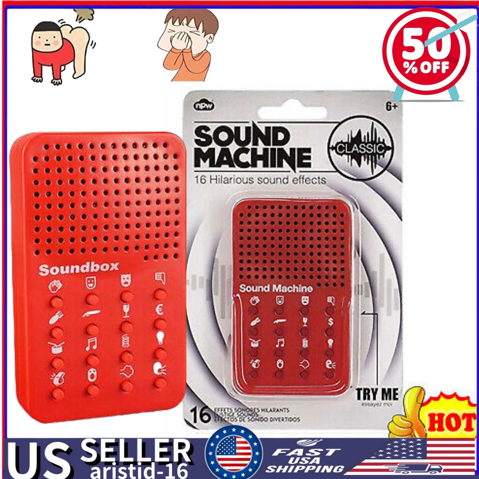Funny Classic Sound Machine Hilarious Novelty Prank Portable 16 Effect ...