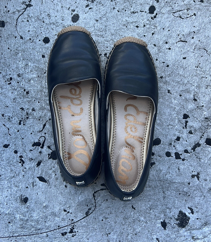 sam edelman espadrilles Kesia Black Leather 6 With B… - Gem