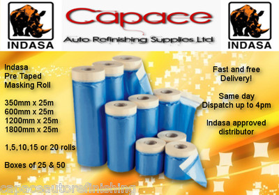 Indasa Various Drop Cover Roll Masking Tape Poly Film Sheet Pre Taped x ...