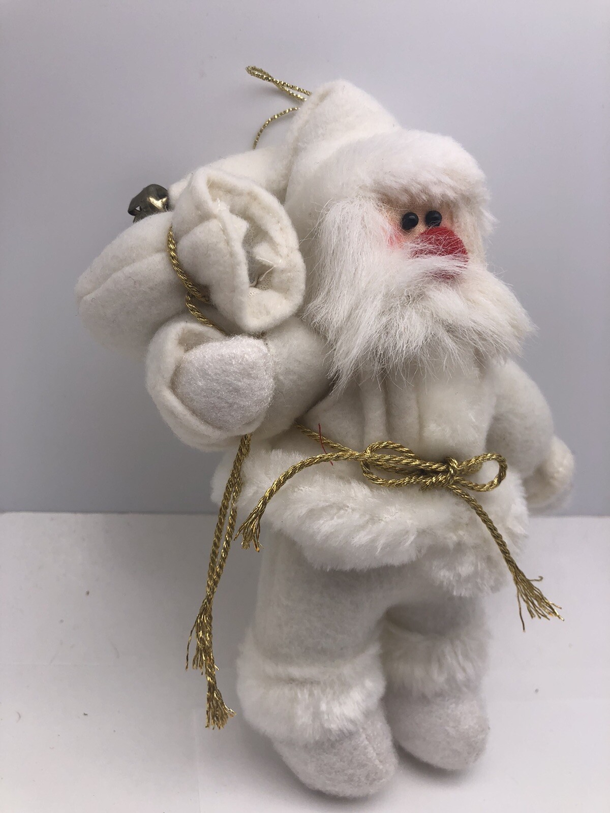 8” Santa Claus In White Plush Figure Christmas Ornament | eBay