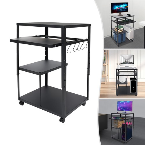 Computer Desk w/ Keyboard Tray 360° swivel wheels 4 Tier Height ...