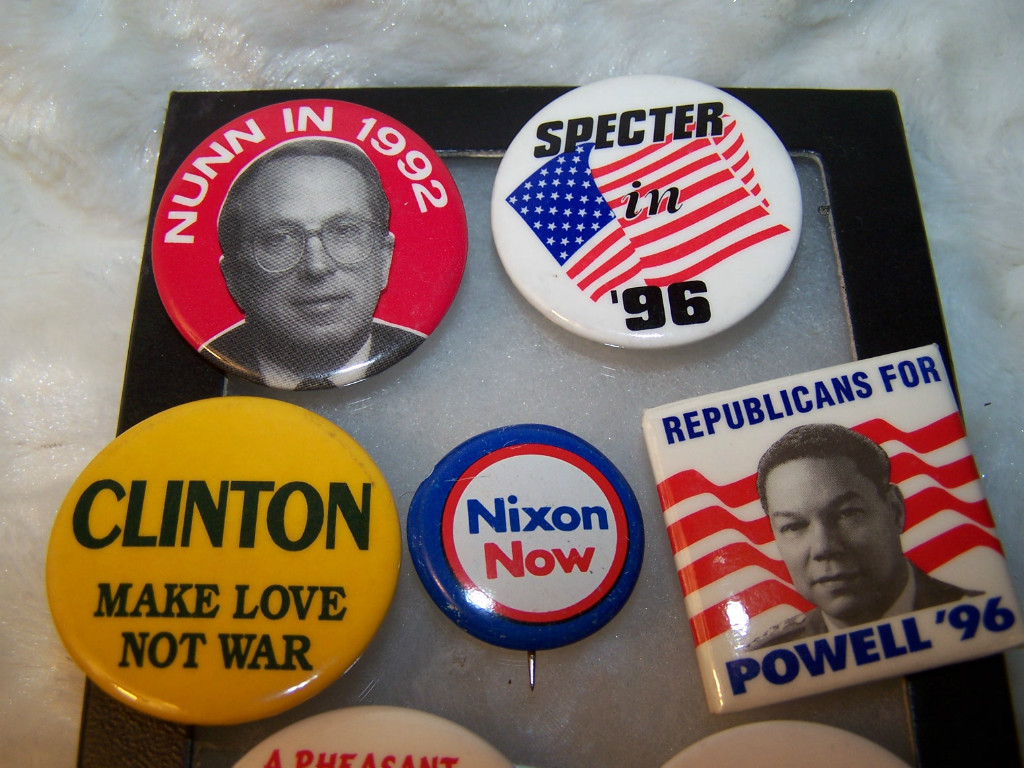 (9) Collectible Political Pins 1992, 1996 Presidential Candidates ...
