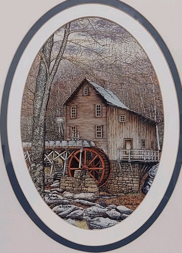Vintage Art Framed Matted -Glade Creek Grist Mill 3 -Thelma Winter ...