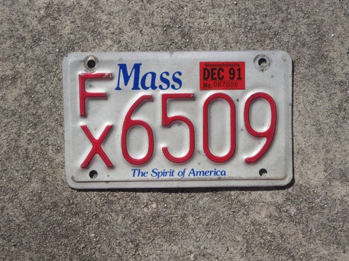 1991 Massachusetts Motorcycle License Plate MA FX 6509 | eBay