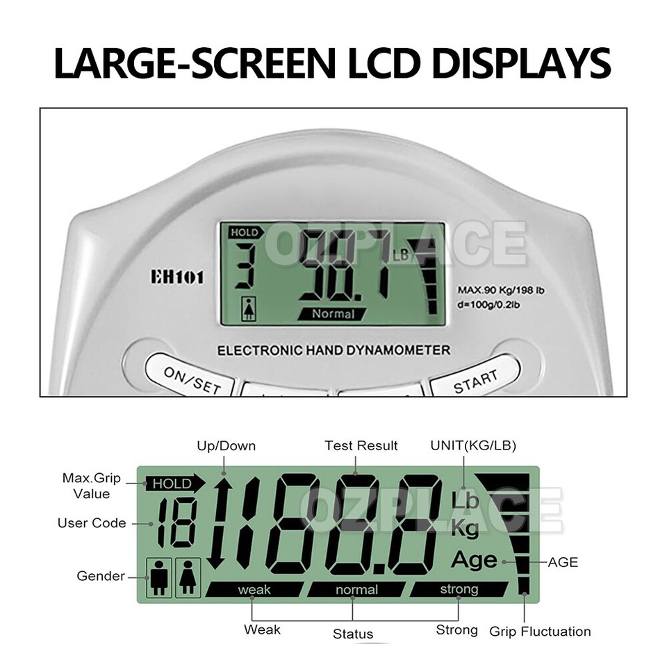 Digital Dynamometer Hand Grip Electronic Power Measure Strength Muscle ...