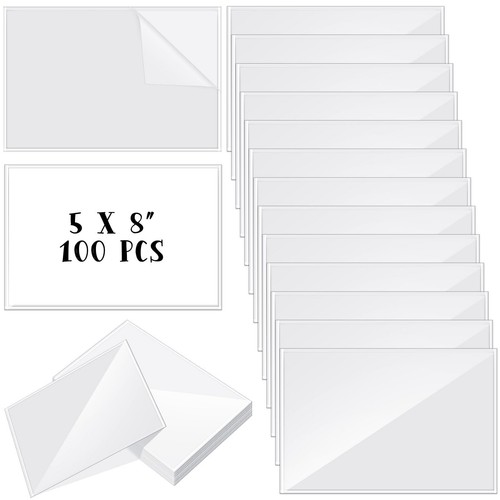 100 Pack Self Adhesive Display Pockets Peel and Stick Clear Paper ...