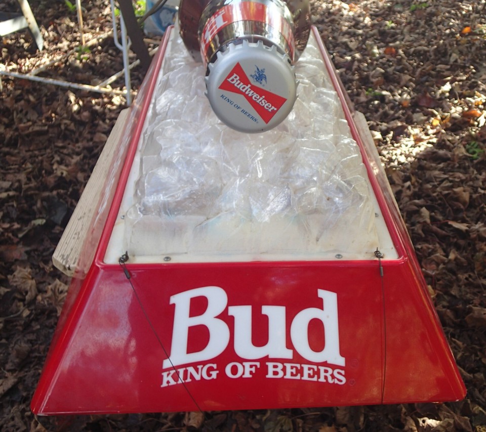 BUDWEISER KING O BEER PLASTIC BILLIARD POOL TABLE BAR LIGHT LAMP ICE ...