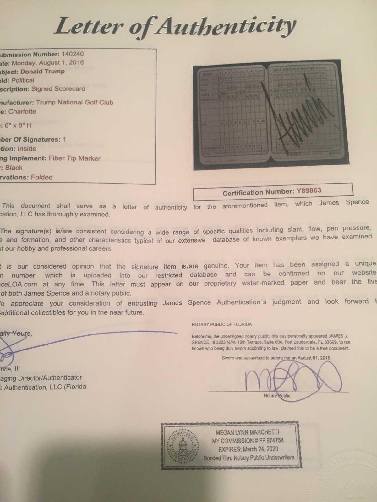 DONALD TRUMP JSA Signed Autograph Scorecard Trump National President | eBay