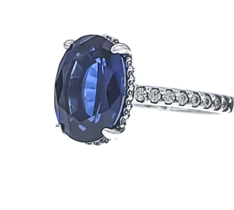 NEW 100% Authentic PANDORA 925 Blue Sparkling Statement Halo Ring ...