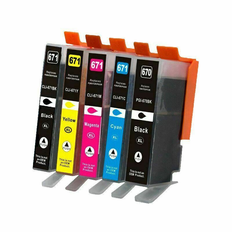 Ausjet PGI-670XL,671XL 5-Set non-OEM Ink for Canon Pixma MG5760-7760 ...