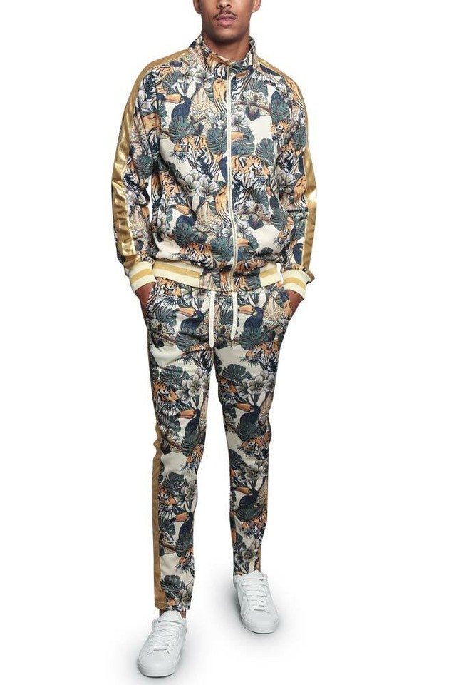 MEN'S Floral Tiger Track Pants & Jacket Jogging Track Suit Set S~5X ...