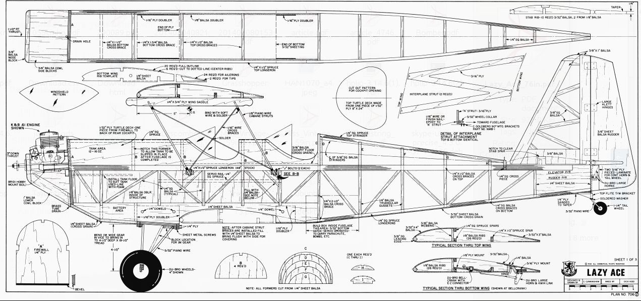 The Lazy Ace Biplane 76 inch WS RC AIrplane Printed Plans | eBay