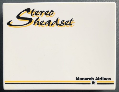 Collectible Vintage Monarch Airlines Stereo Headset Headphones In Case ...