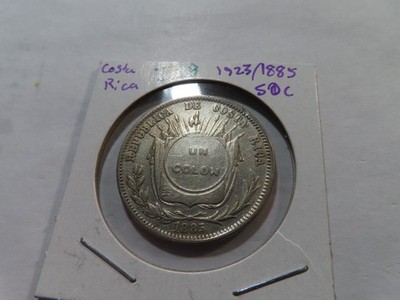 I38 Costa Rica 1923 Silver 1 Colon C/S On 1885 50C | eBay