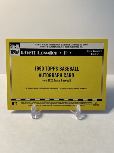 2025 Topps Series 1 Rhett Lowder Rookie Auto 1990 On Card #90A-RL Reds ...