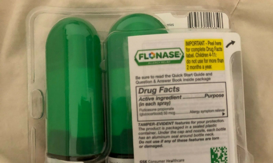 New Flonase Allergy Nasal Spray Twin Pack 2x144 Non Drowsy 24 Hour ...