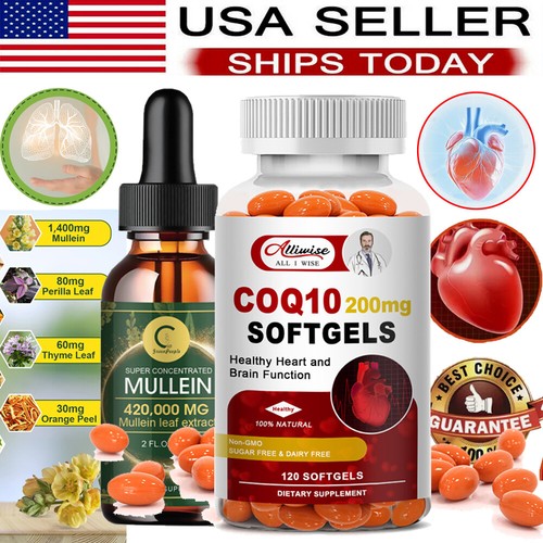 Mullein Drops for Lungs COQ10 Coenzyme Q-10 Heart Energy Support Heart Health | eBay