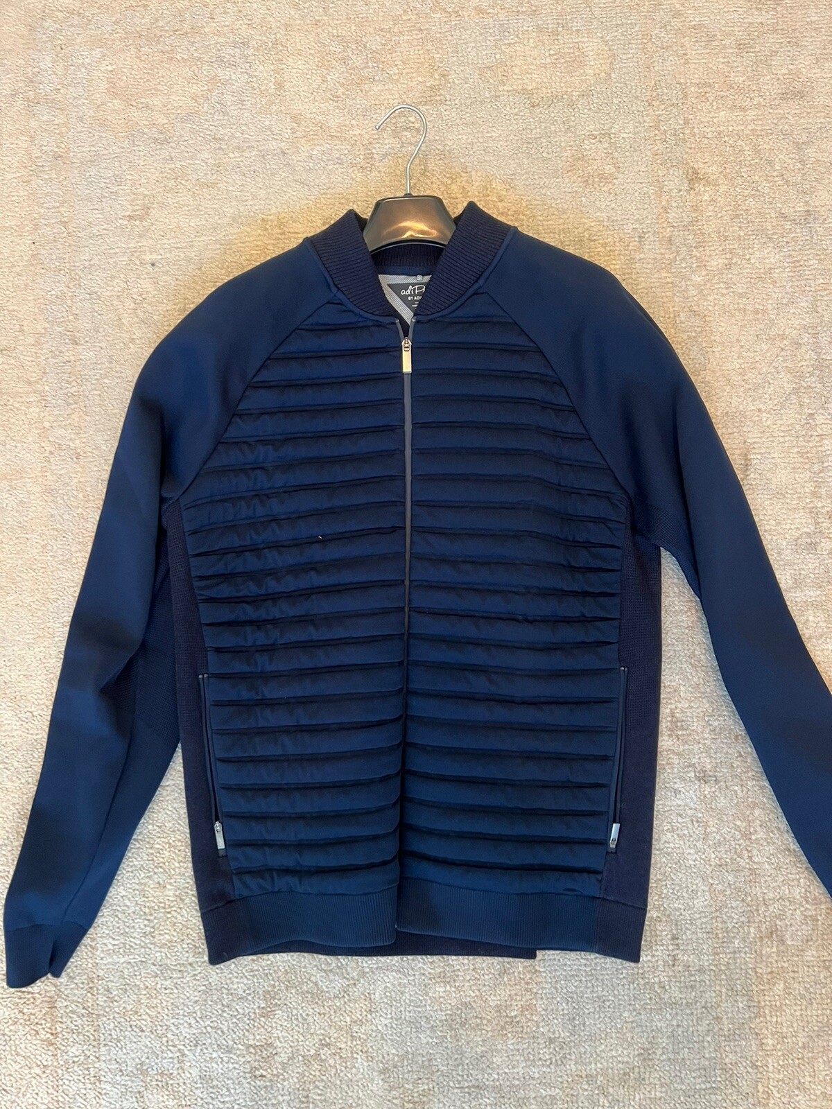 ADIDAS AdiPure Quilted Hybrid Golf Knit Jacket EJ0348 Navy Blue L | eBay