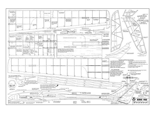 Borne Free Sailplane 130" Wingspan RC Model Airplane Printed Plans ...