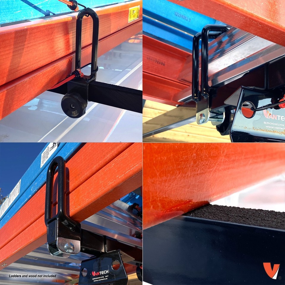 Heavy Duty 2 Bar WHITE GFY ladder Roof Rack Fits Universal Truck Topper ...