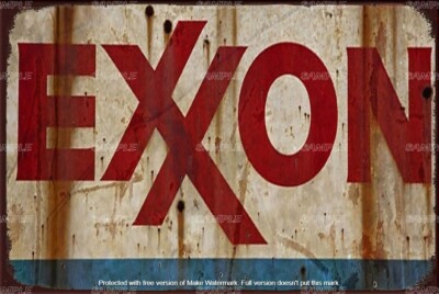 EXXON OIL Rustic Look Vintage Tin Metal Sign Man Cave Home Wall Shed ...