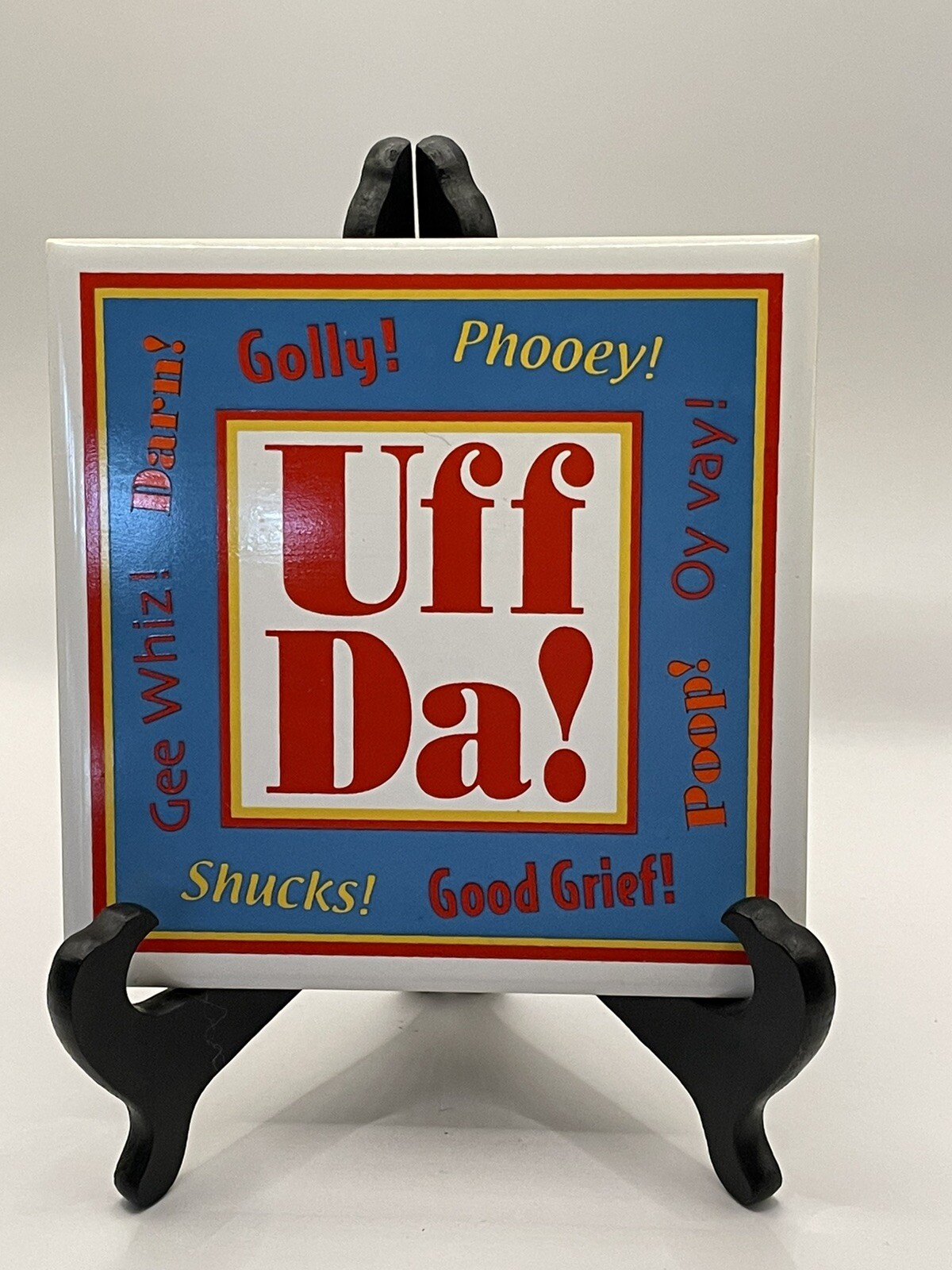 Trivet Art Tile Plaque Uff Da! Norwegian Humor | eBay