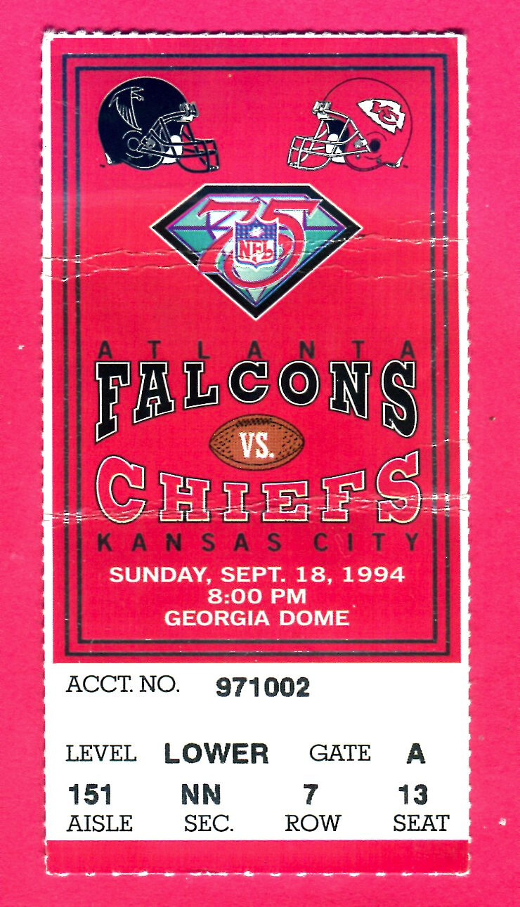 9/18/94 CHIEFS/FALCONS TICKET STUB | eBay