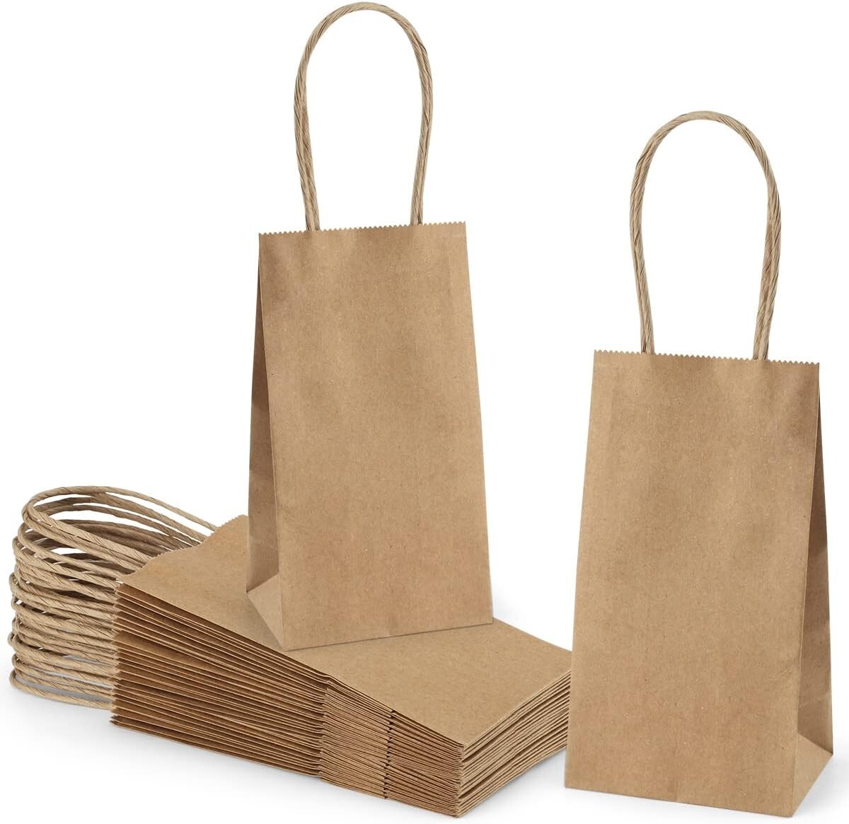 Poever Small Kraft Paper Bags 25 Pack Mini Brown Paper Bags 3.5x2.4x6.7 ...