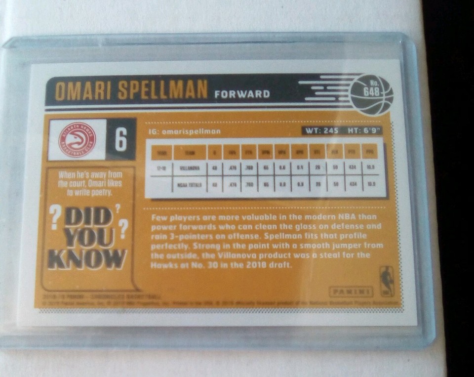 Omari Spellman #59/99 RC Classics Golden State Warriors Rookie Card | eBay