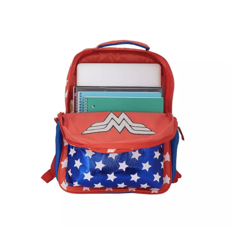 Wonder Woman Kids DC Comics Classic Backpack With Lasso And Cuffs Shiny ...