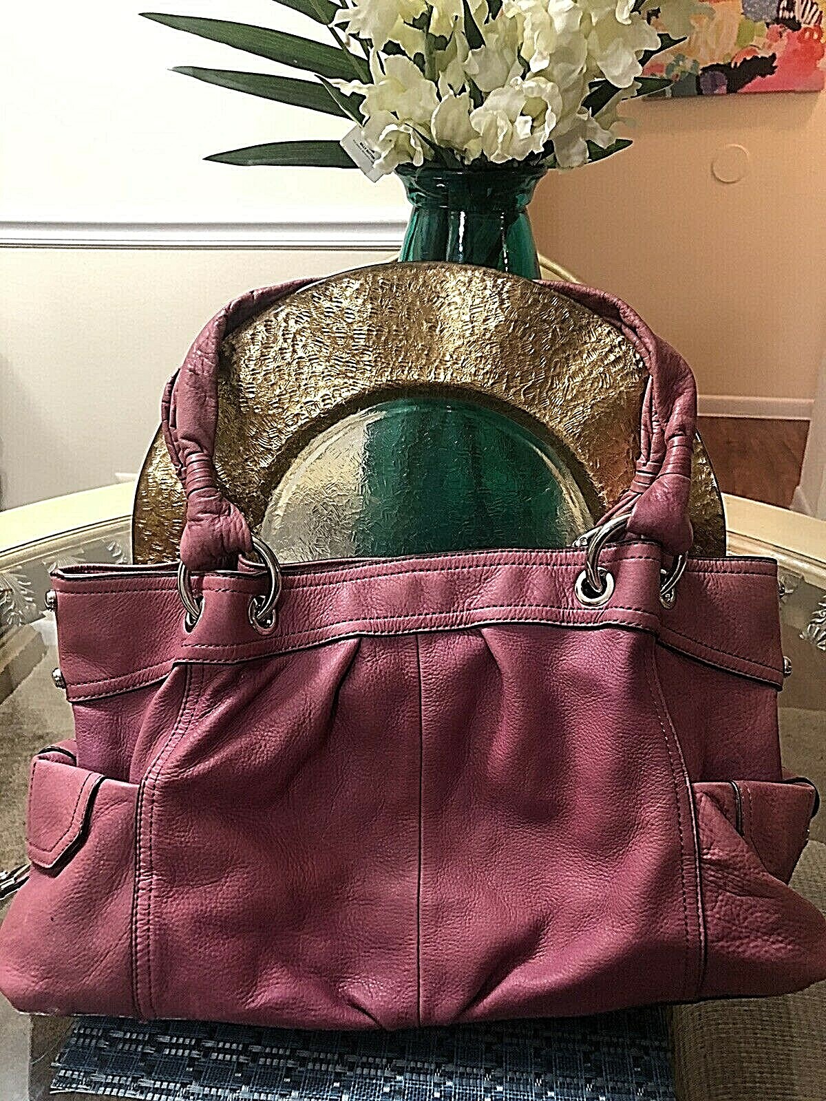 B Makowsky Mauve bag, Leather Shoulder bag with pocke… - Gem