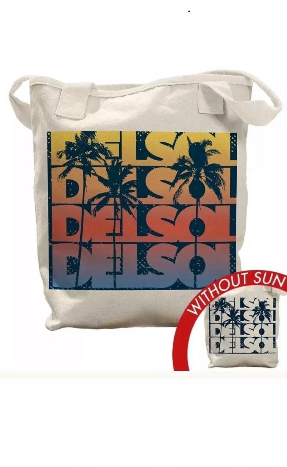 Del Sol Color Changing Tote Cotton Canvas Palm Trees Red Reusable ...
