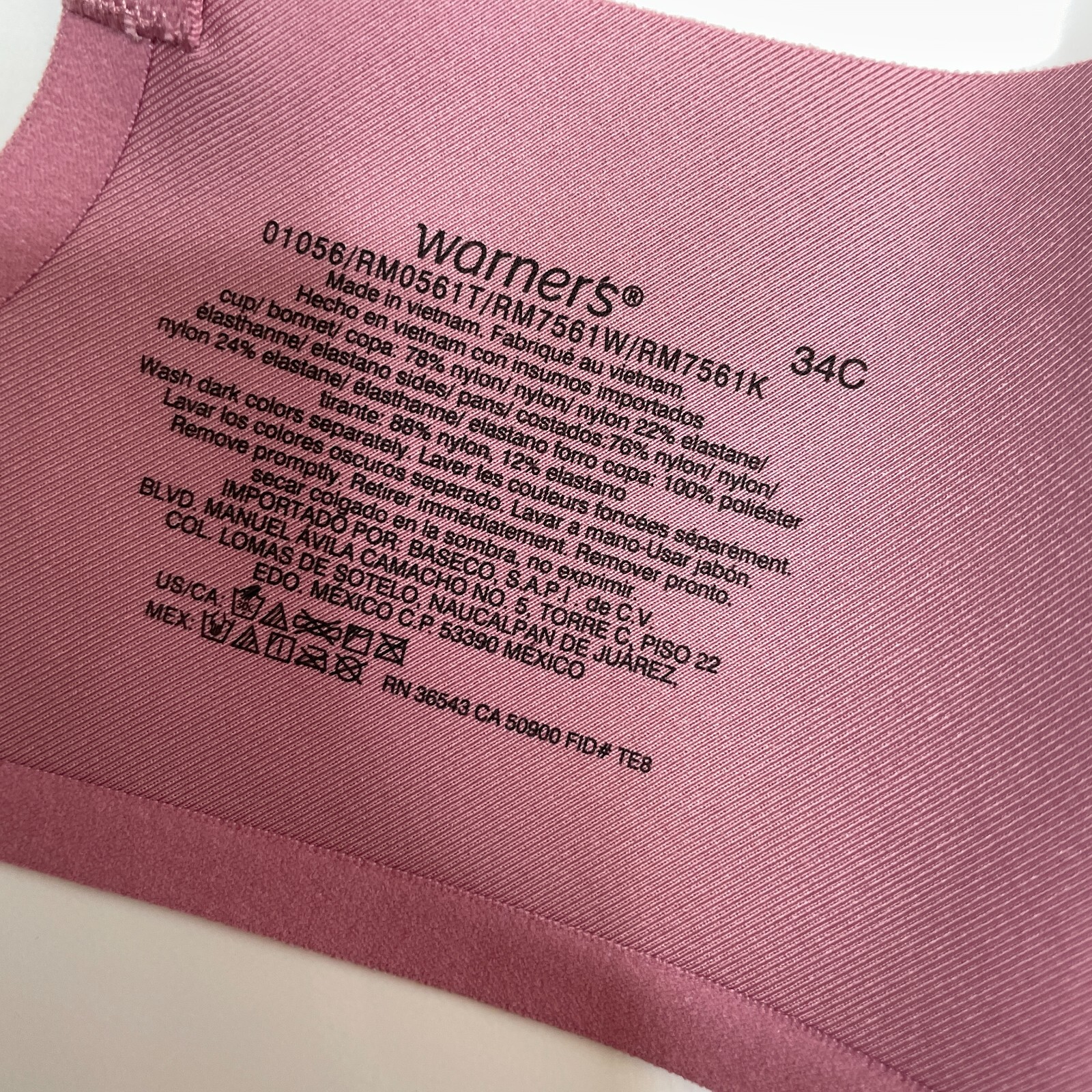 Warners No Side Effects Bra 34C Pink Satin Wire Free Satin Back ...