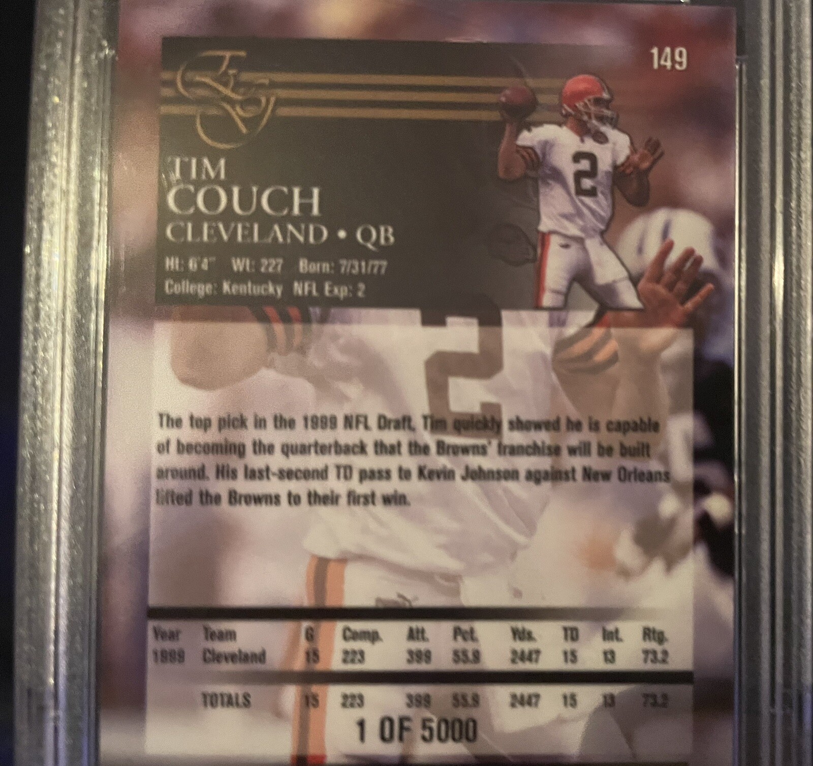1999 Collector's Edge Supreme FB Card #TC Tim Couch ROOKIE RC PSA 9 ...