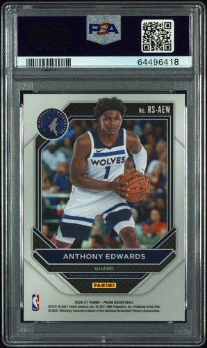 2020-21 Panini Prizm Anthony Edwards RC Rookie Signatures Auto 10 PSA ...