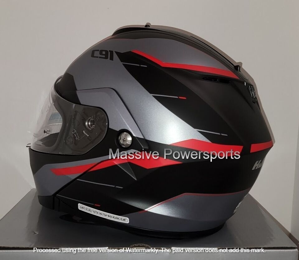 HJC C91 Modular Sunscreen Motorcycle Helmet Red XS S M L XL 2X 3X 4X 5X ...