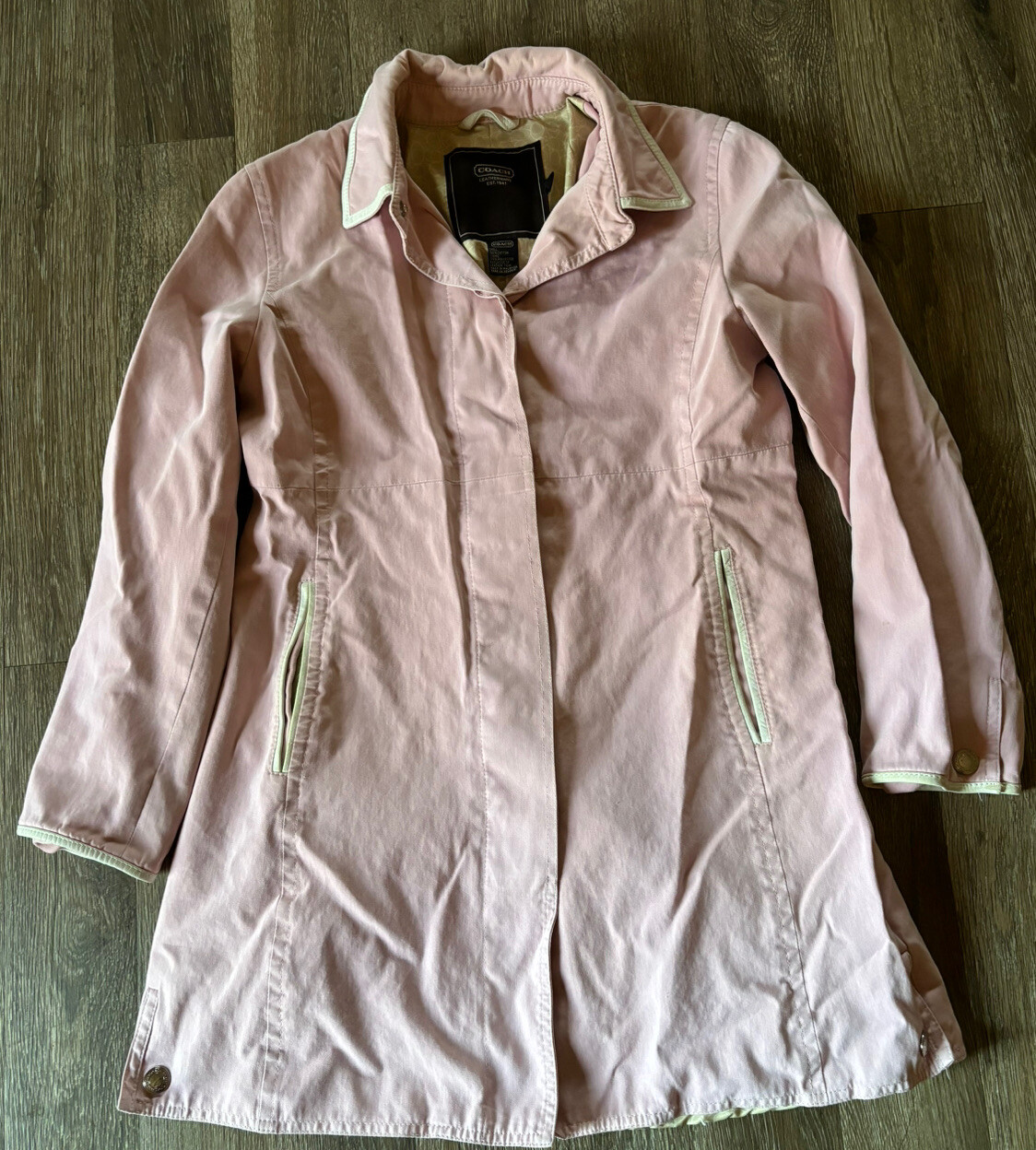 Coach Women’s Pink White Trim Lightweight Jacket Mid … - Gem