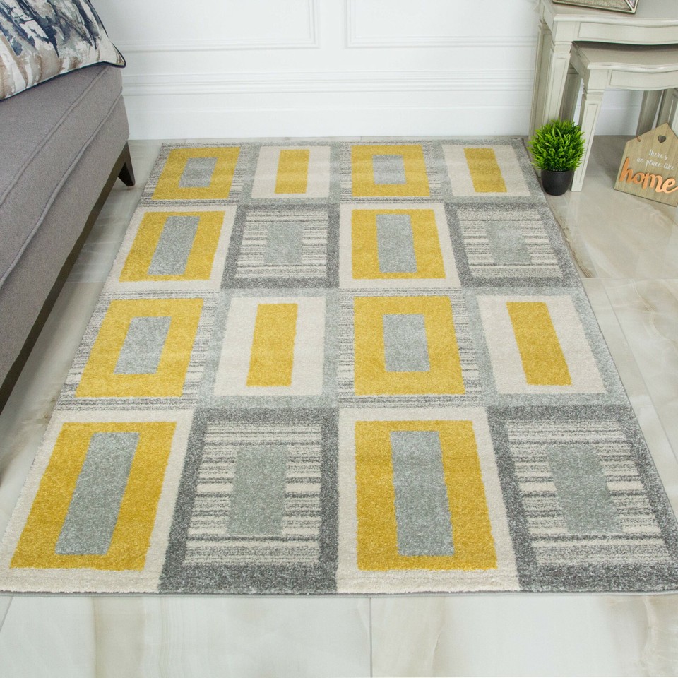 Ochre Mustard Yellow Gold Bright Large Area Rug Rugs for Living Room ...