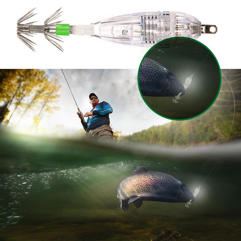 Button Battery Operated LED Light Fishing Lure Squid Hook Light (4 ...
