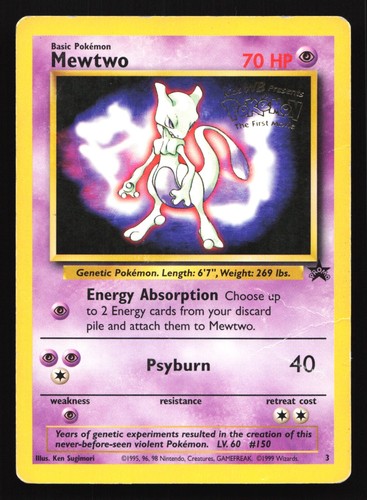 Pokemon Mewtwo 3 WB The First Movie WotC Black Star Promo HP/DMG | eBay