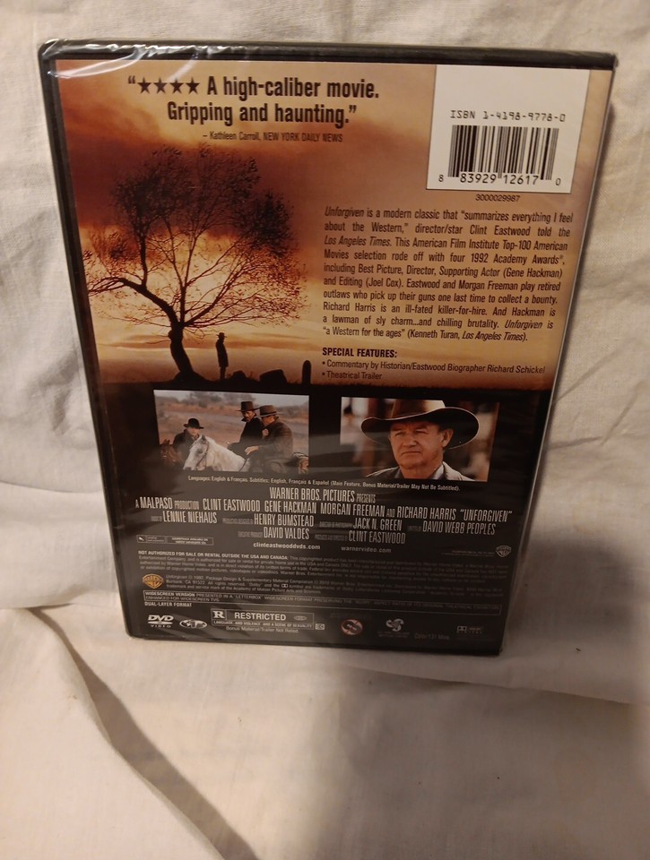 Unforgiven 1992 NEW SEALED DVD Clint Eastwood Gene Hackman Morgan ...