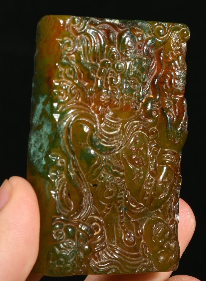6CM China Old Jade Carved Tang Seng San Zang Ksitigarbha Buddha Amulet ...
