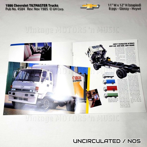 UNCIRCULATED 1986 Chevrolet Tiltmaster Trucks 8 Color Pgs Pub #4584 Rev ...