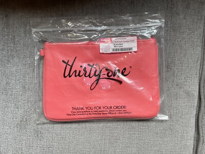 Thirty-One Rubie Mini - AC06 Calypso Coral Pebble Beauty Pouch 10"x6.5 ...